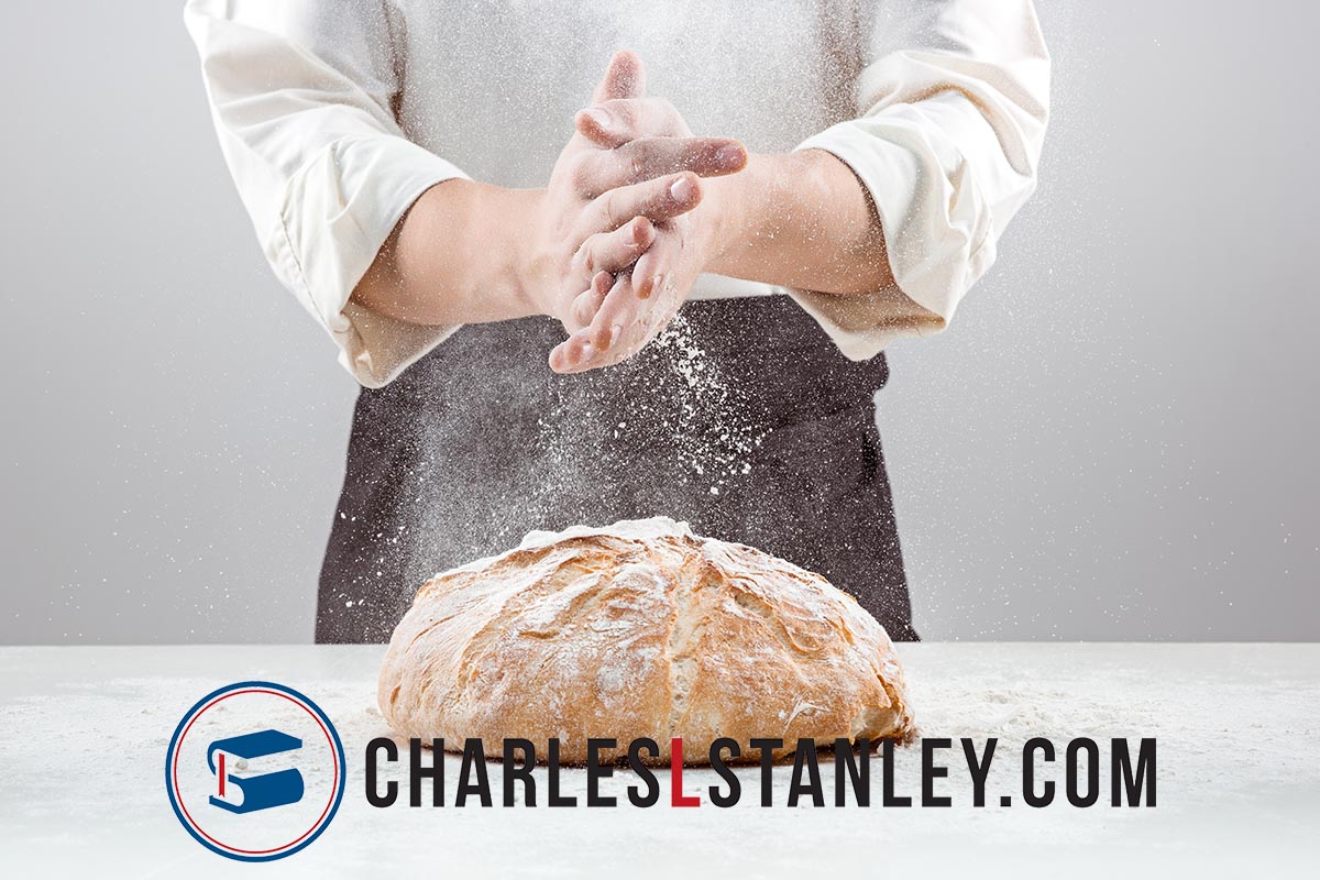 The male hands in flour and rustic organic loaf of bread | Living Life ...
